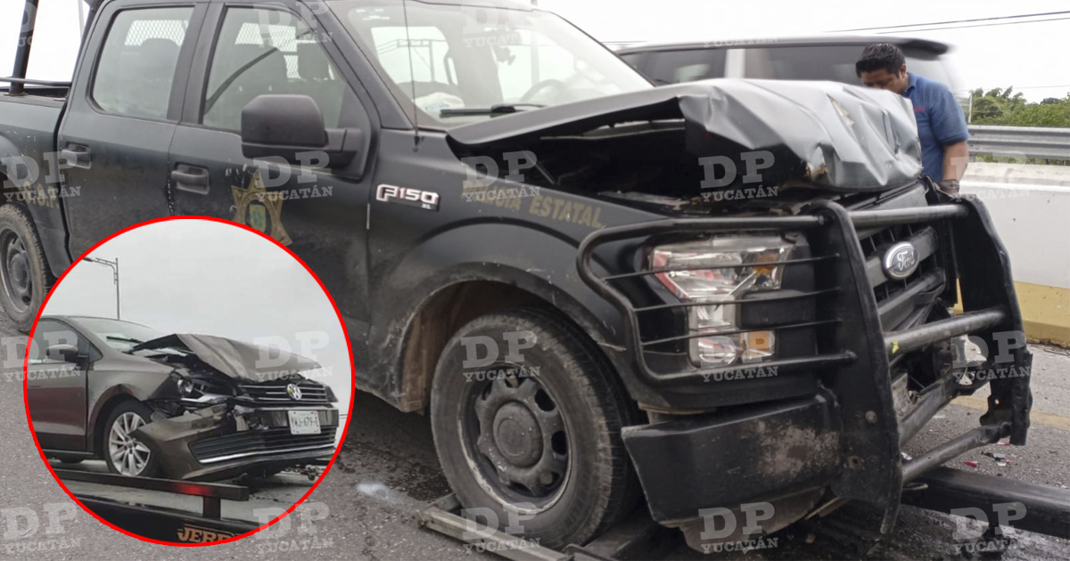 Patrulla de la SSP destroza auto tras chocarlo en el puente de Gran San ...
